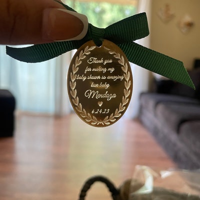 Custom Baby Welcoming, Ribbon Acrylic Mirror Tags, Lettering Name Logo ...