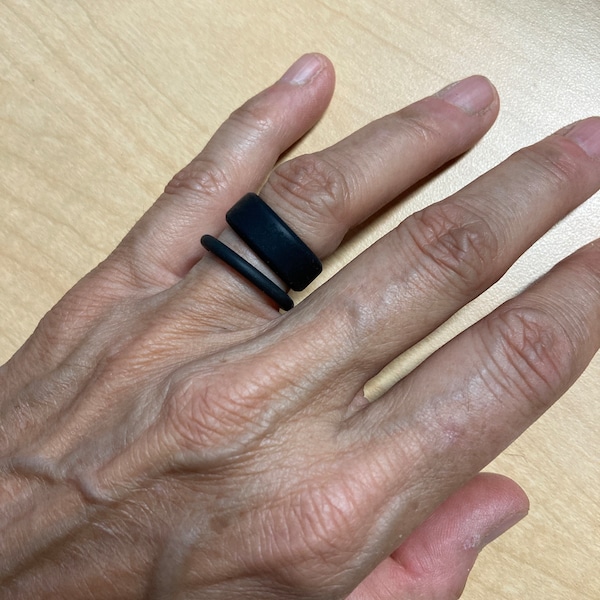 8mm Black Silicone Wedding Band | Unisex Rubber Activity Ring - Etsy