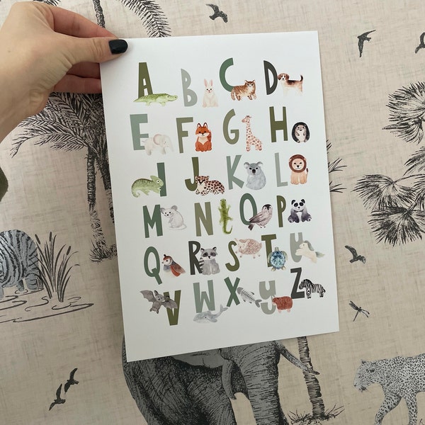 Scandi Animal Alphabet, Childrens Educational Print, Boho Animal ...