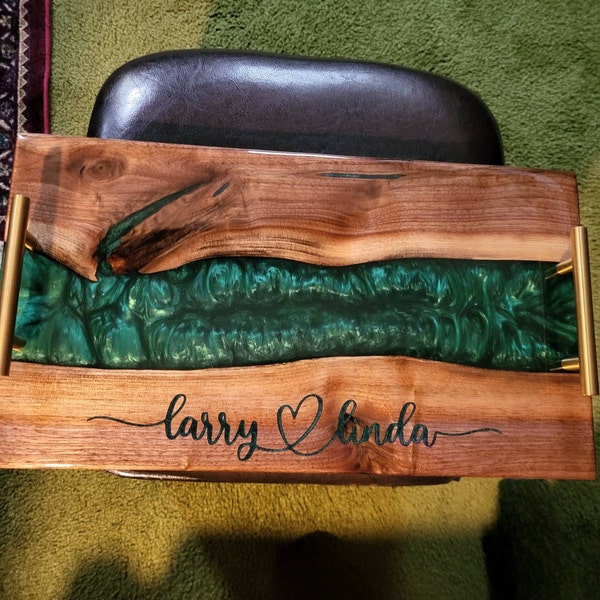 Black Walnut Epoxy River Charcuterie/serving Board, Personalized Gift ...