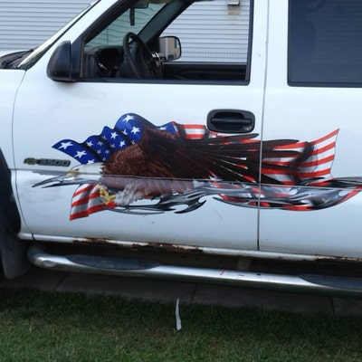 3D Ripped Metal US Flag Car Wrap, US Flag Ripped Metal Car Graphics ...