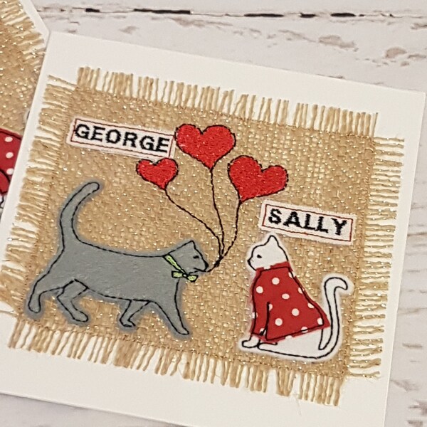 ITH Cat Applique. Cat Love. 5x5 Machine Embroidery Pattern of Two Cats ...