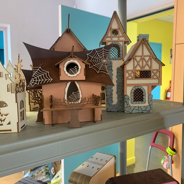 Halloween Laser Cut Files Haunted House Mansion 3D Glowforge SVG DXF ...