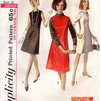 Simplicity 7087 Vintage Sewing Pattern From 1967: Misses Dress or ...