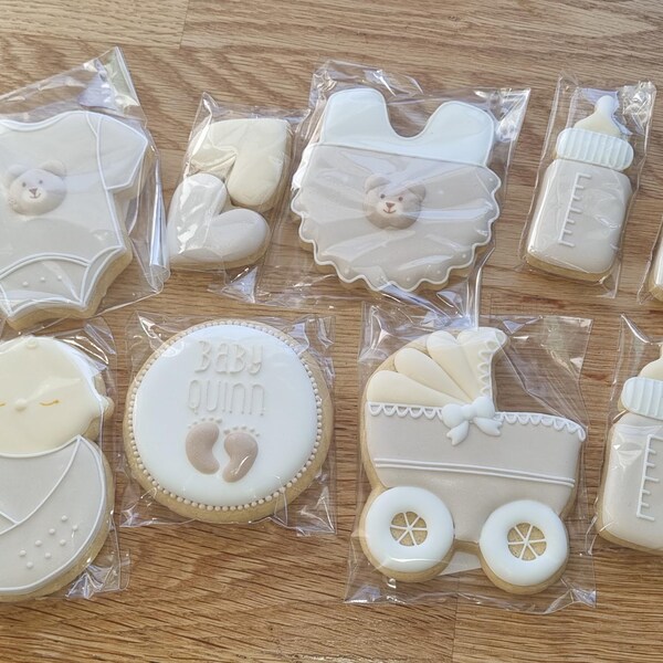 Personalised New Baby Iced Biscuits, Set of 12 Baby Shower Biscuits ...