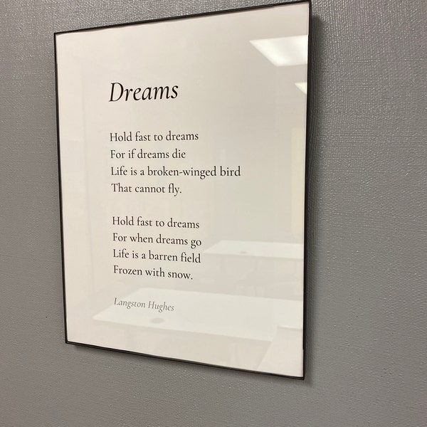 Dreams by Langston Hughes Poem Print Poetry Print Gift, Literaty Poster ...