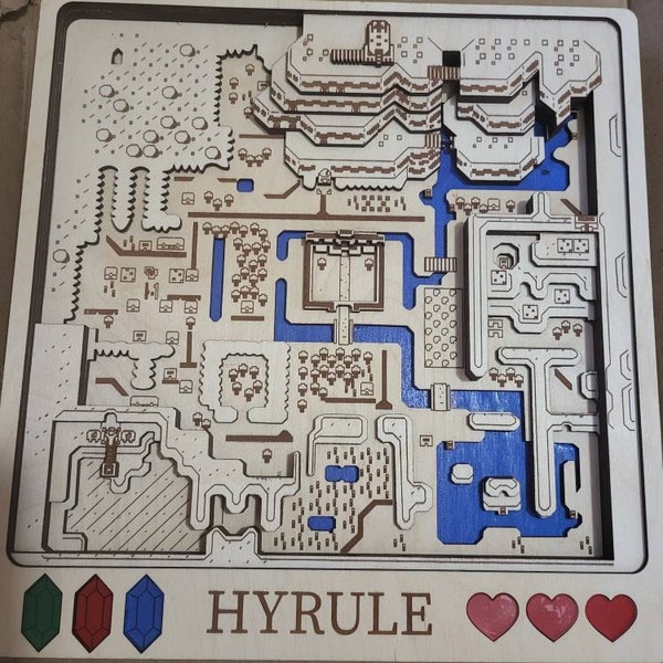 3D Hyrule Video Game Map Laser Cut Wood Multilayer Custom Decor ...