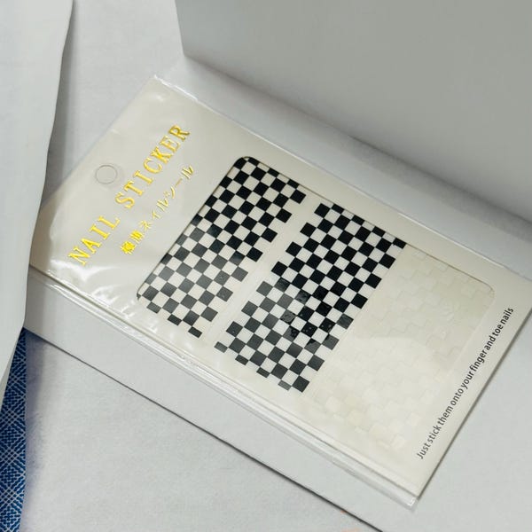 Checkboard Checker Nail Art Stickers Checkered Board White Black Check ...