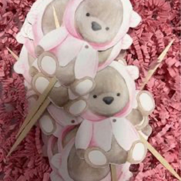 Pink Teddy Bear Cupcake Topper - Set of 12/party Favor Toppers/pink ...