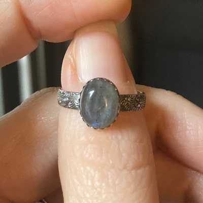 Labradorite Ring Sterling Silver Labradorite Stacking Ring - Etsy