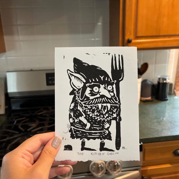 The Kitchen Goblin, Goblin Print, Kitchen Print, Weird Wall Art, Occult ...