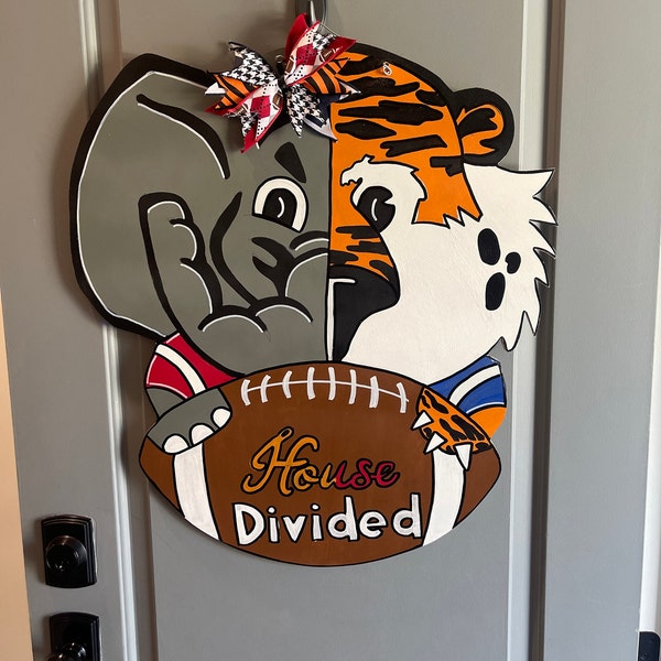 House Divided Alabama / Auburn Door Hanger FOOTBALL - Etsy