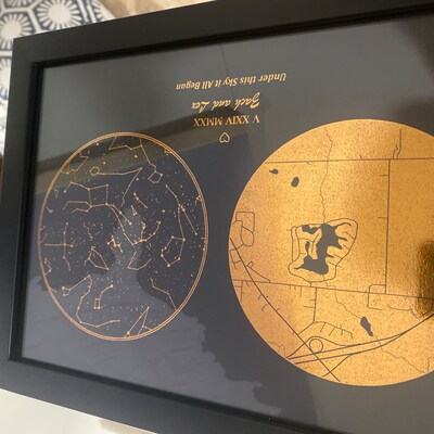 A4 Star Map and Location Map Print, Custom Multi Location Foil Map ...