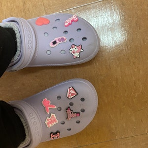 New Trending Pink and White Croc Compatible Shoe Charms, Clog Charms ...