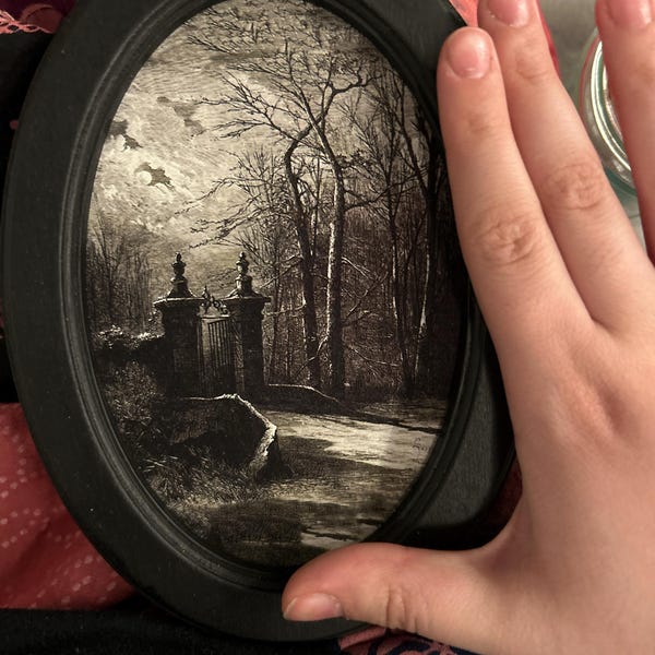 Halloween Black Oval Wooden Framed Picture, 3x4, 4x6, 5x7, Gothic Print ...