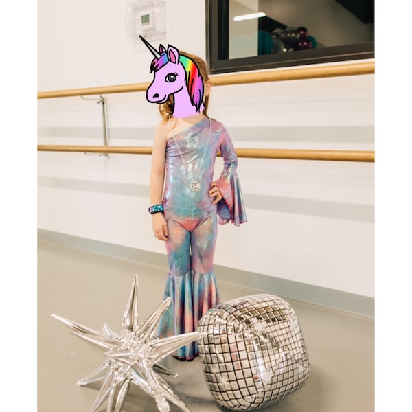 Dancing Queen One-shoulder Jumpsuit|metallic Bellbottom Dance Outfit ...