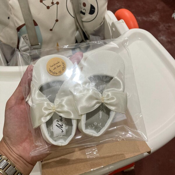 Personalised IVORY LINEN Baby Boy Christening Shoes, Baptism Shoes ...