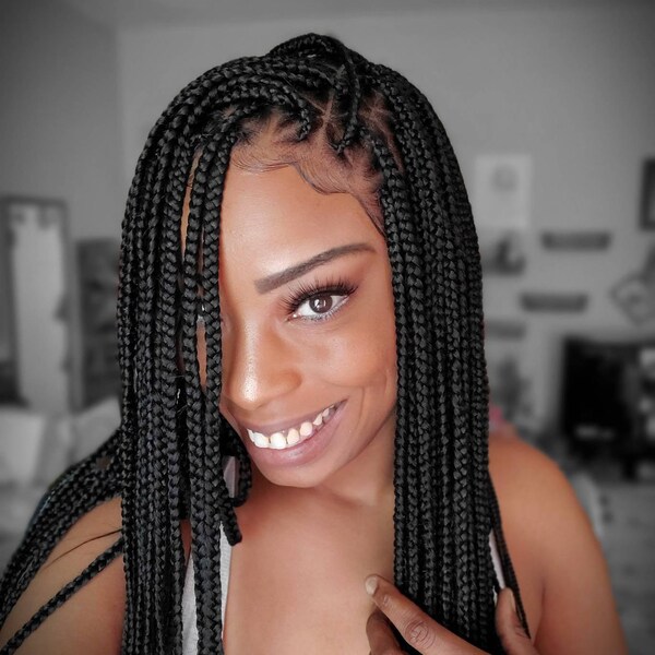 Amy Braids Lace Frontal Wig Knotless Color Black in 22 Inches, Natural ...