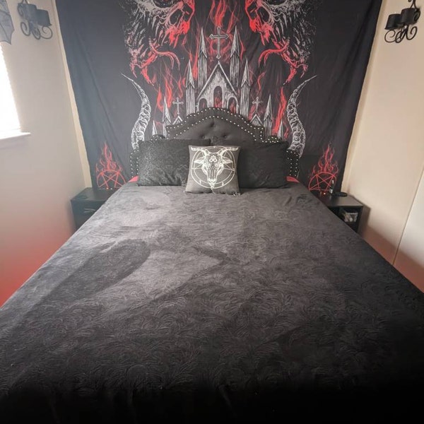 Gothic Quilt Black Crow Eye 3 Piece Bed Set Color Version-gothic Quilt ...