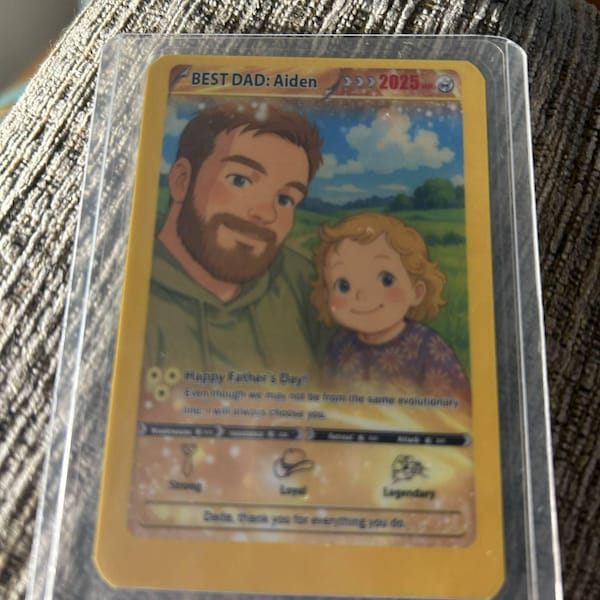 Personalized Father's Day Pokemon Card, Custom Pokemon Photo Cards ...