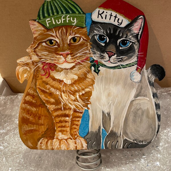 Pet Family Christmas Tree Topper, Multiple Pets, Custom Cat Tree Topper ...