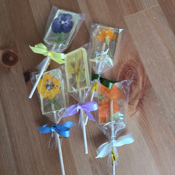 10 Wildflower Rectangle Lollipops - Etsy