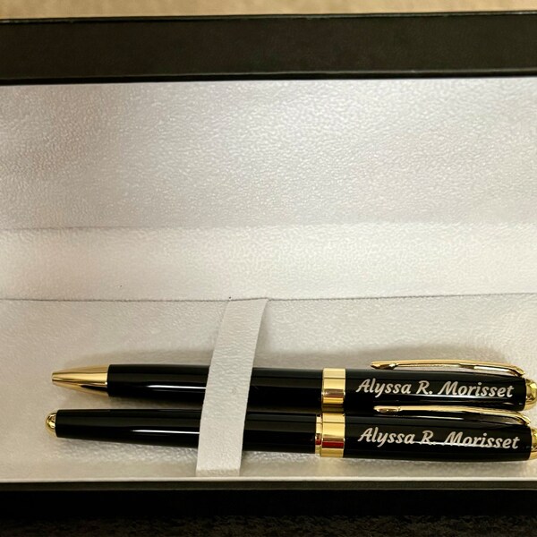 Personalized Ribbed Ball Pen Set, Custom Pen Set, CPA Gift, Gift for ...