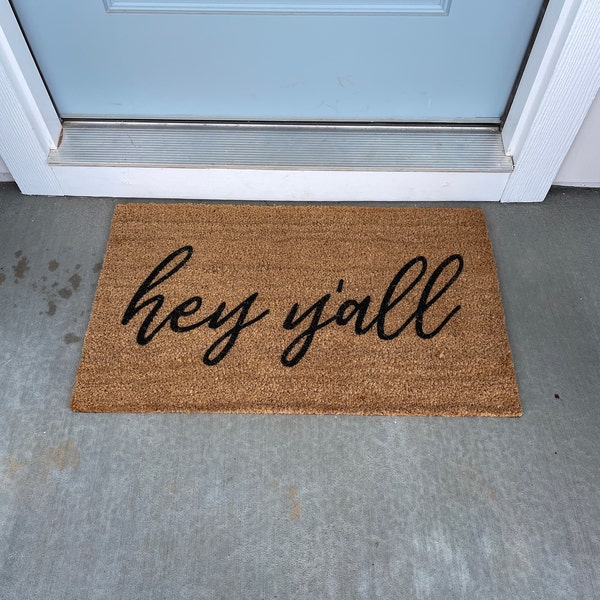 Hey Yall Door Mat, Funny Welcome Mat, Housewarming Gift, Porch Decor ...