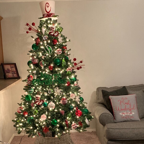 White Christmas Tree Topper Simple Tree Topper Candy Cane Christmas ...