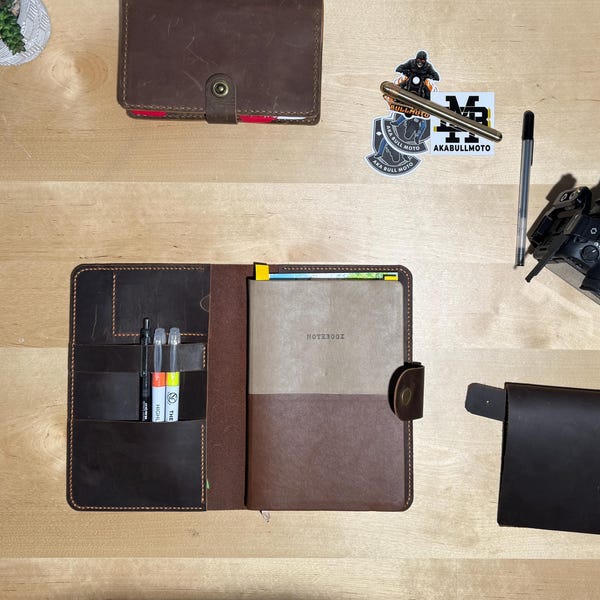 Personalized Leather Moleskine Cover With Pen Holder Custom Leather ...