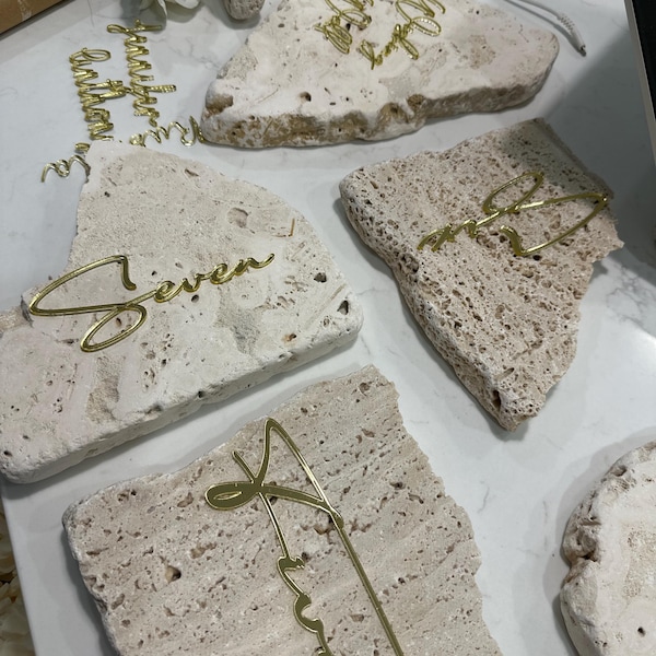 Travertine Stone Table Number Wording | Table Number Wording Only ...