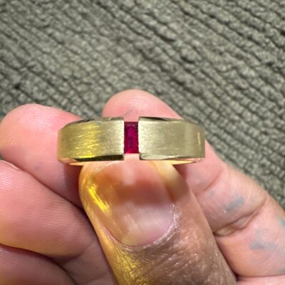 4 Carat Ruby Ring / Yellow Gold Ruby Engagement Ring / Anniversary Ring ...