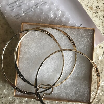 Mothers Names Bracelet, Sterling Silver Bangles, Rose Gold Fill Heart ...