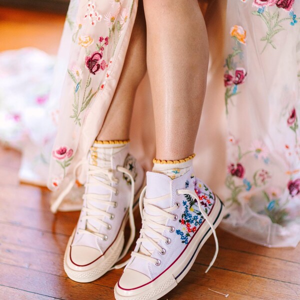 Ghost Garden Embroidered Converse, Custom Converse High Tops, Ghost ...