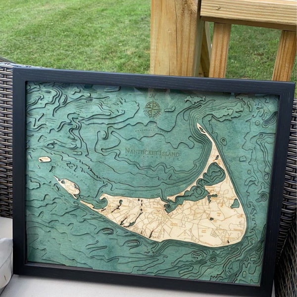 Nantucket Wood Carved Topographic Depth Chart / Map - Etsy