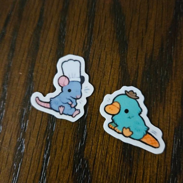 Little Chef and Secret Agent Mini Sticker Set of 2 / Cute Animal Vinyl ...