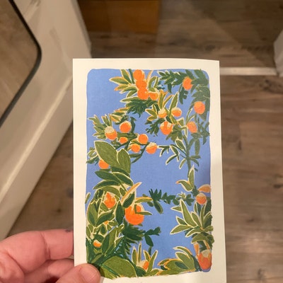 Under the Orange Tree, Mini Art Print, Fruit Painting, 4x6 Botanical ...