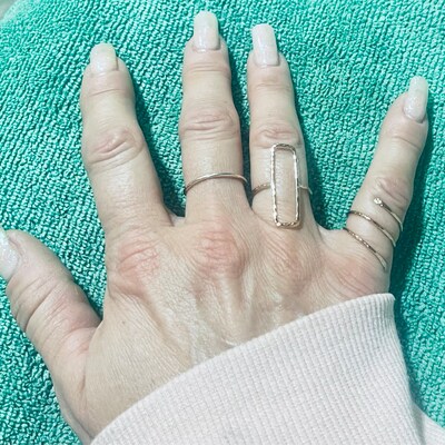 Rectangle Ring, Open Rectangle Ring, Long Modern Ring, Simple Open Ring ...