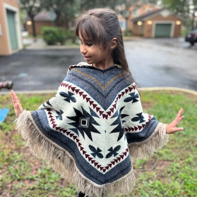 Southwest Style Alpaca Ruana, Poncho, Hooded Cape, Cloak, UNISEX ...