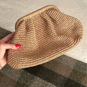 Small Raffia Beige Clutch Bag for Women Straw Knitted Raffia Bag Pouch ...