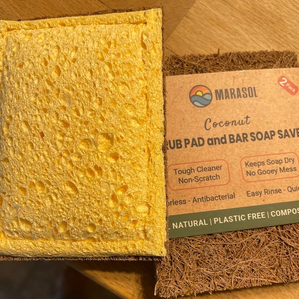 Scrub Pad & Soap Saver Pad - 2, 4, 6 Pack | Coconut Fiber, Compostable ...