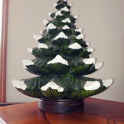 Wood Ceramic Christmas Tree Base With Light - Etsy