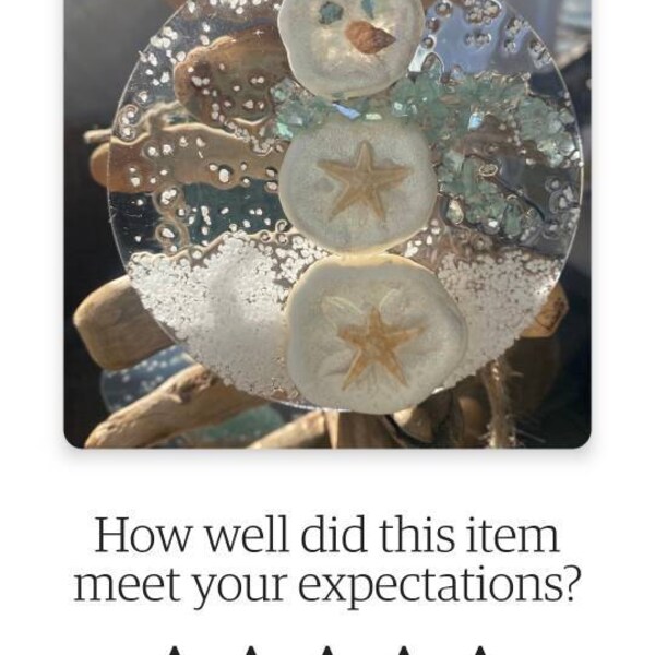 Coastal Christmas Ornament – Sand Dollar Snowman, Crushed Glass Resin ...