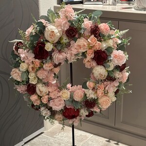 Pink Fall Wreath for Front Door, Pink Velvet Pumpkin Wreath, Neutral ...