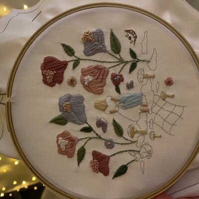 Let It Go Floral Lung Embroidery Pattern Mental Health Craft Floral ...