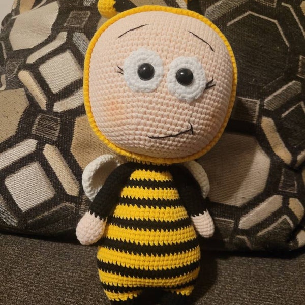 Crochet Bee Doll, Handmade Cute Bumblebee, Stuffed Plushies Bee ...