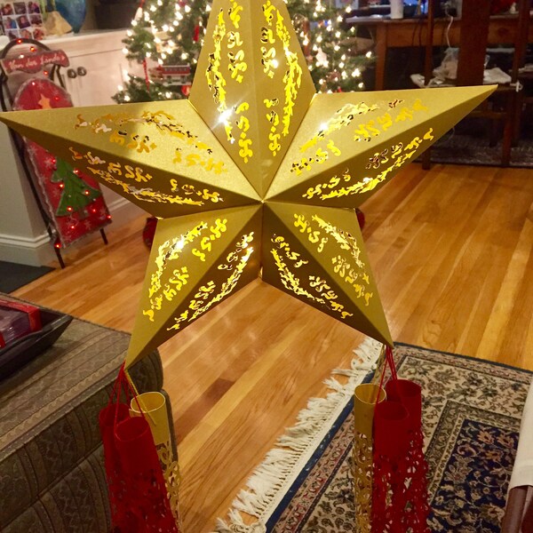 Lighted Filipino Christmas Parol Paneled 2ftx1ft Red/gold, Intricate ...