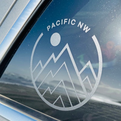 Custom City Mountain Range Vinyl Decal Adventure Await Sticker ...