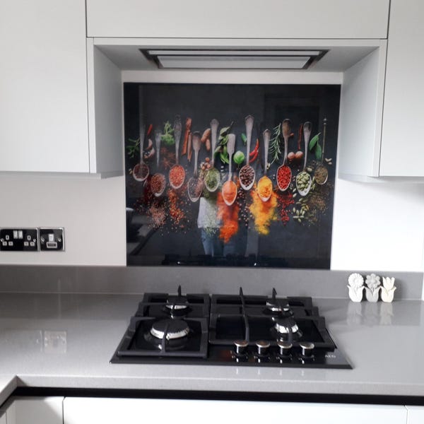 Kitchen Glass Splashback Toughened Tile Cooker Panel Any Size White ...