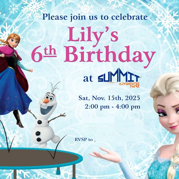 Frozen Jump Party Birthday Invitation- Frozen Trampoline Party- Anna ...